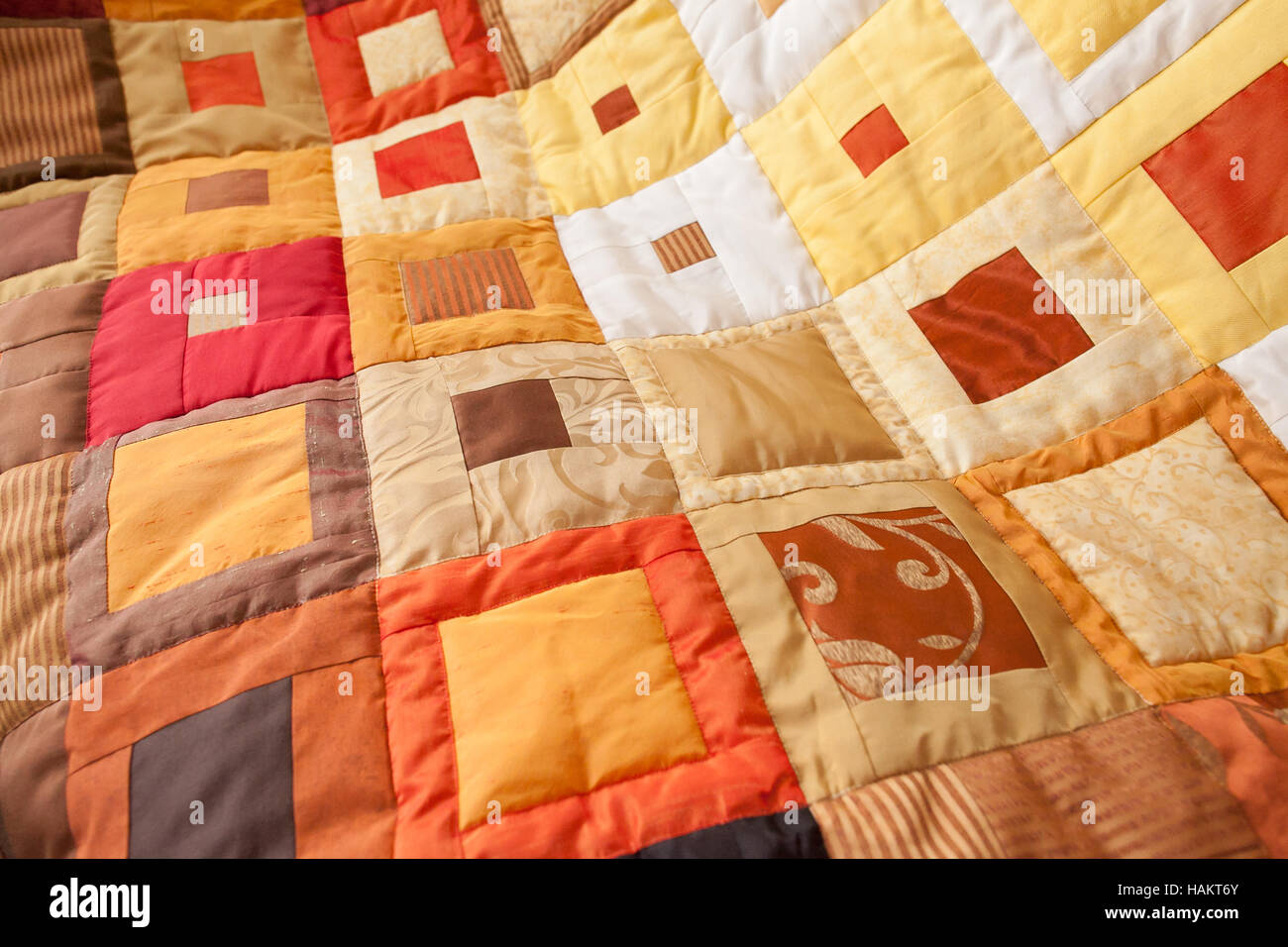 Patchwork quilt. Part of patchwork quilt as background. Handmade ...