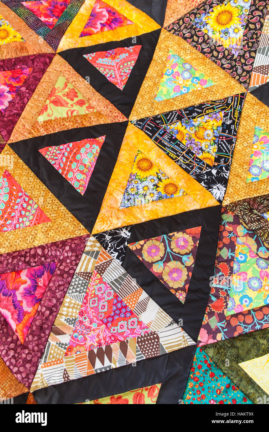 Patchwork quilt. Part of patchwork quilt as background. Handmade ...
