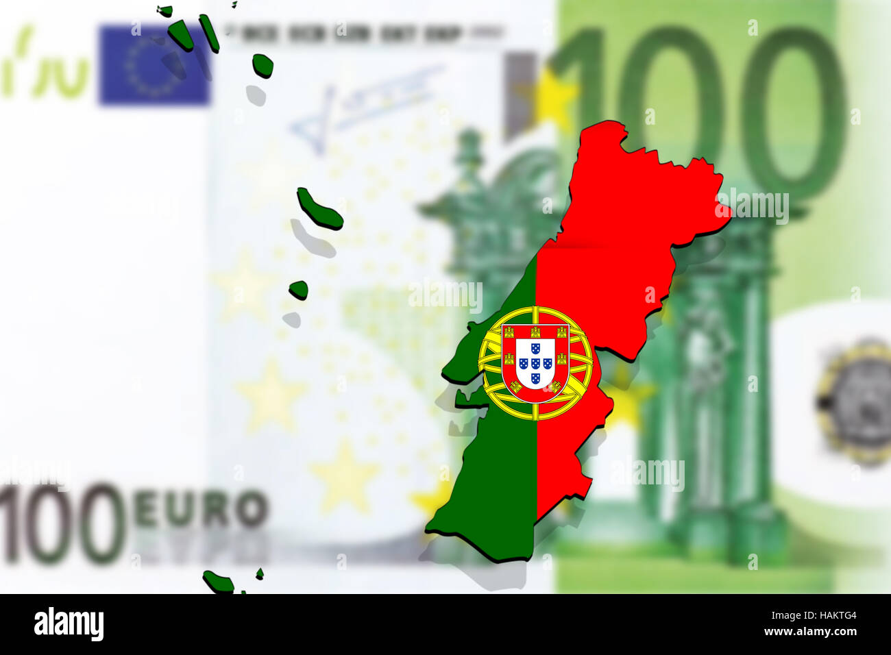 close up on Portugal map on Euro money backgound Stock Photo - Alamy