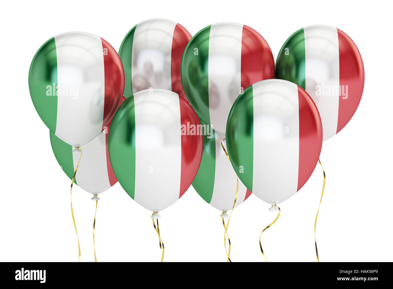Balloons with flag of Italy, holyday concept. 3D rendering isolated on ...