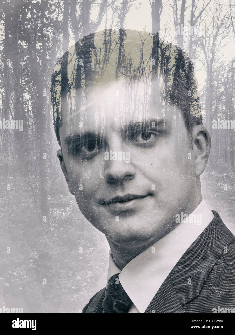 Detective man. Double exposure Stock Photo - Alamy
