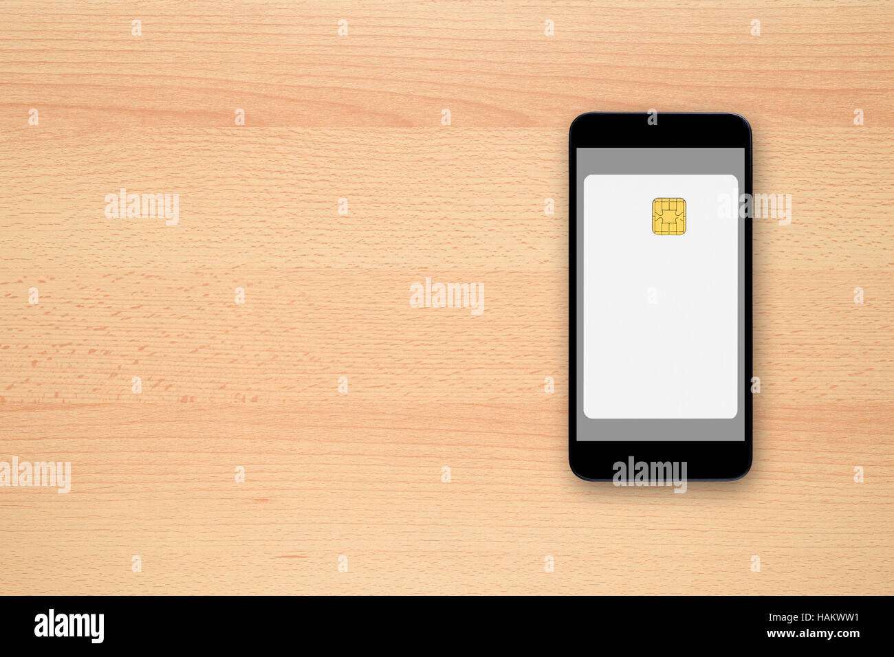 Blank credit card on smartphone screen - contactless payment concept ...