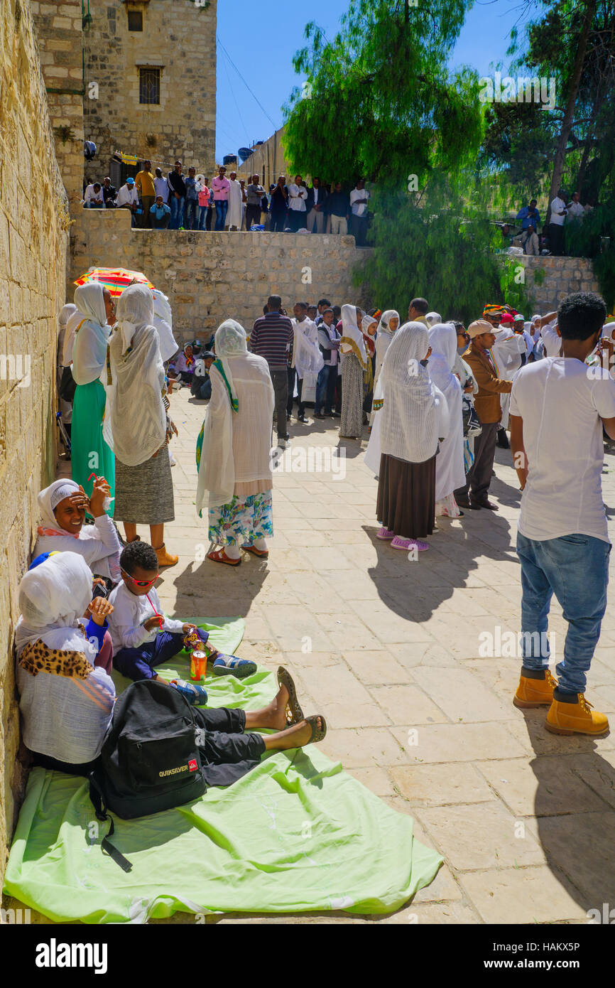 JERUSALEM, ISRAEL - APRIL 29, 2016: A crowd of Ethiopian Pilgrims ...