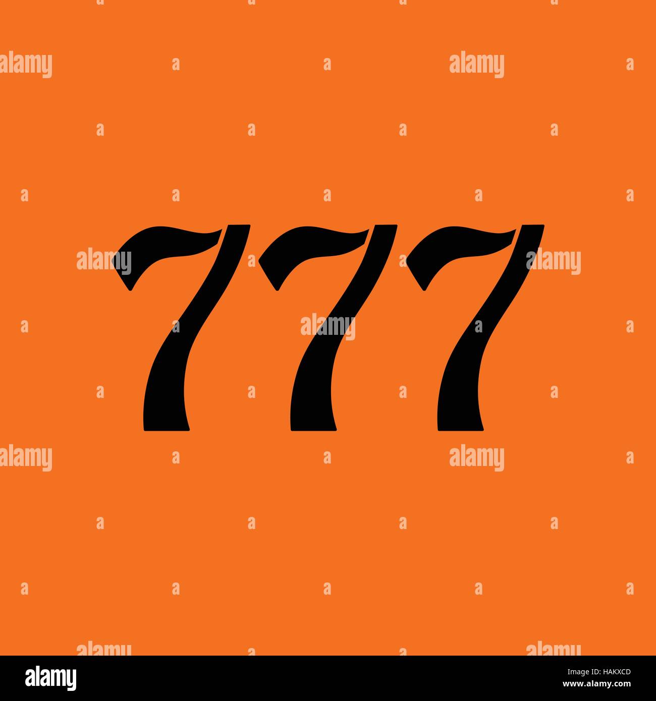 777 icon. Orange background with black. Vector illustration Stock ...