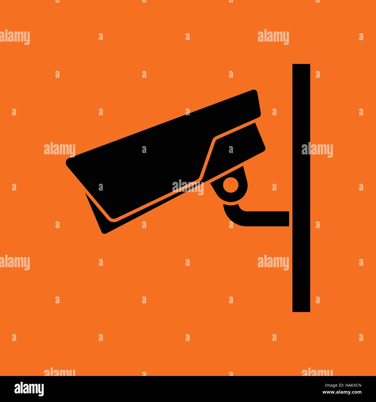 Security camera icon. Orange background with black. Vector illustration ...