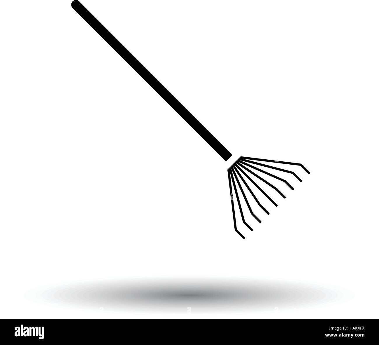 Rake icon. White background with shadow design. Vector illustration ...