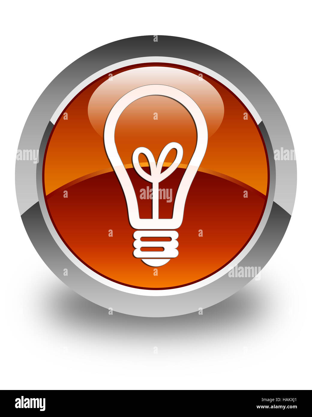 Bulb icon isolated on glossy brown round button abstract illustration ...