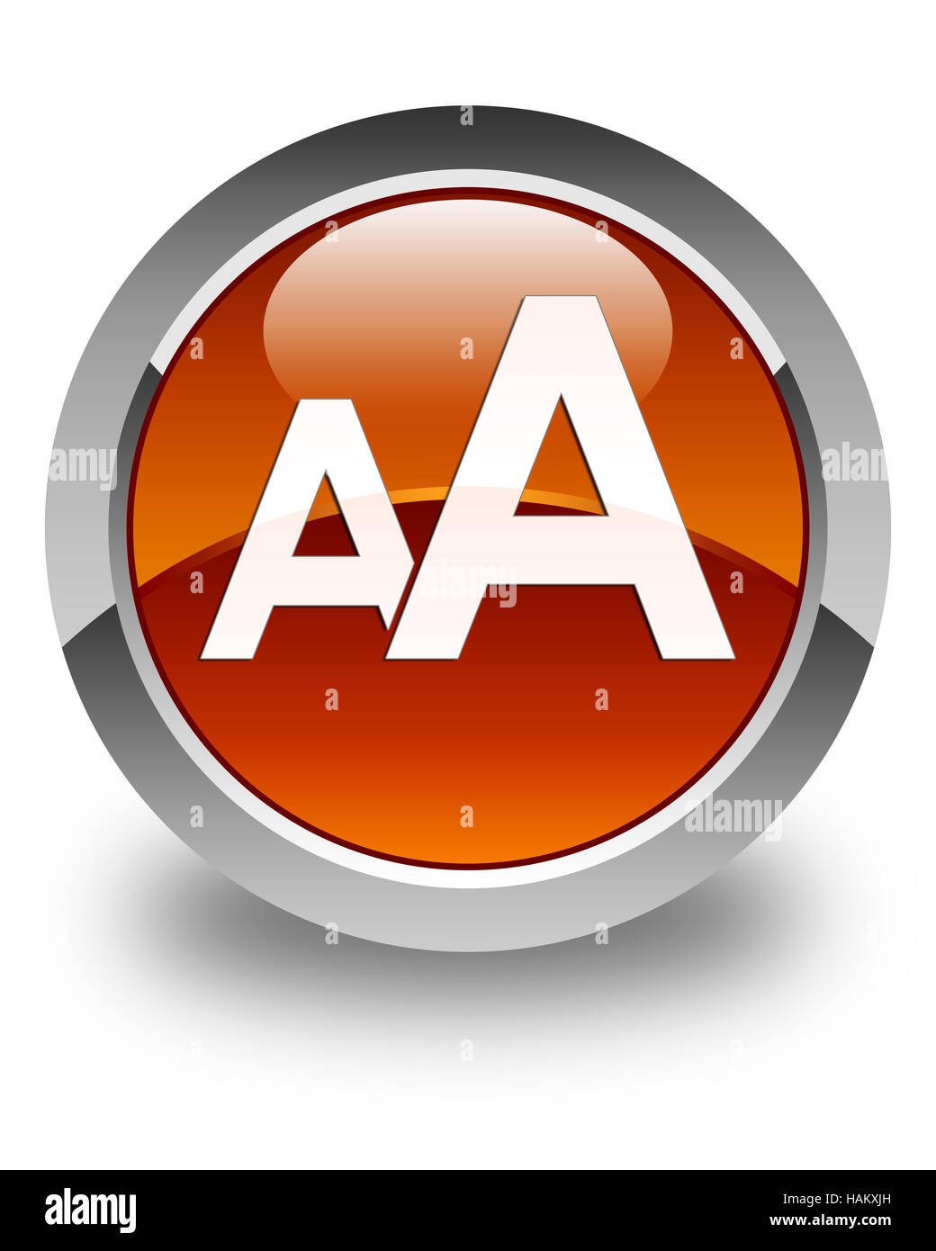 Font size icon isolated on glossy brown round button abstract ...