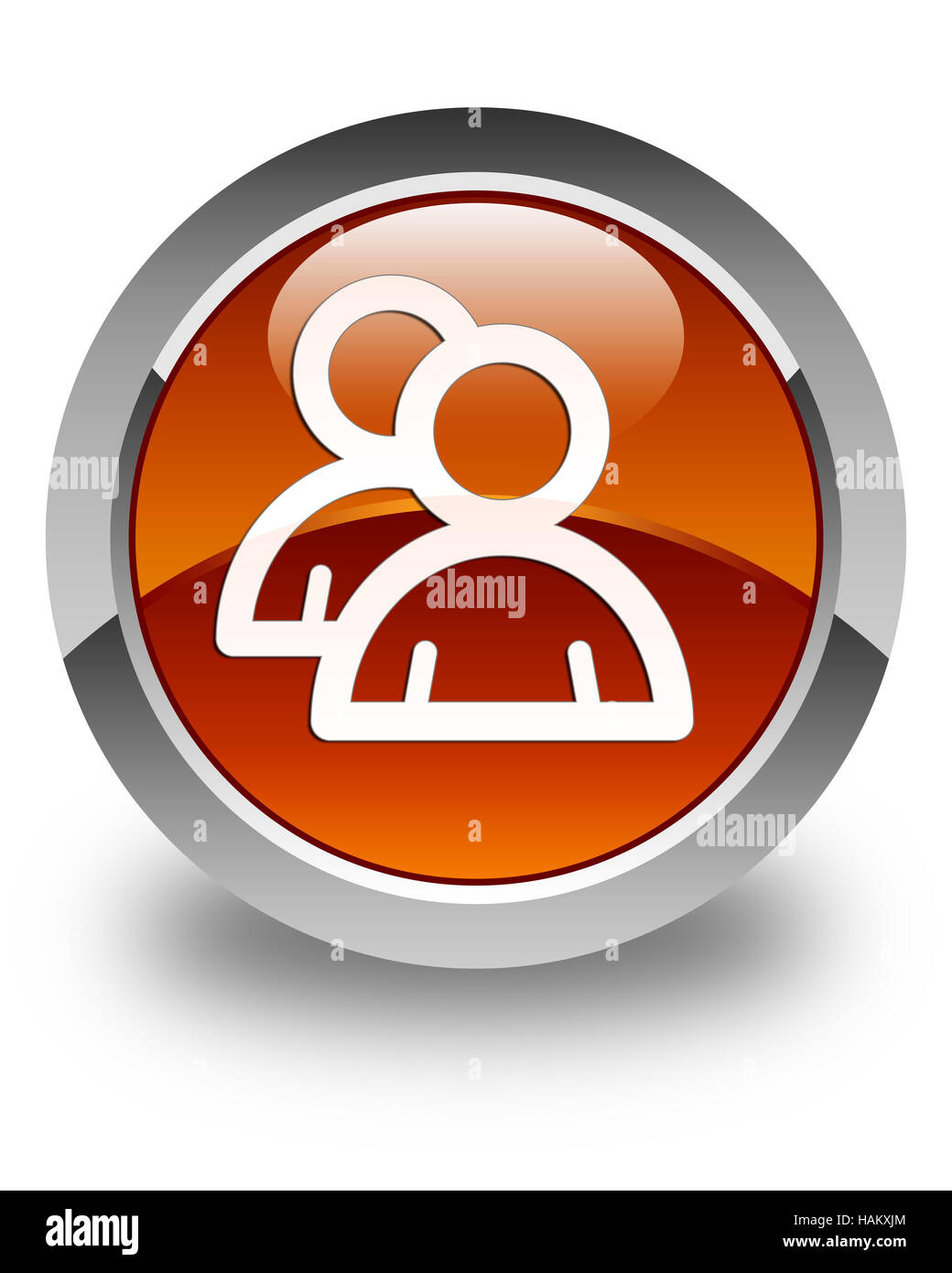 Group icon isolated on glossy brown round button abstract illustration ...