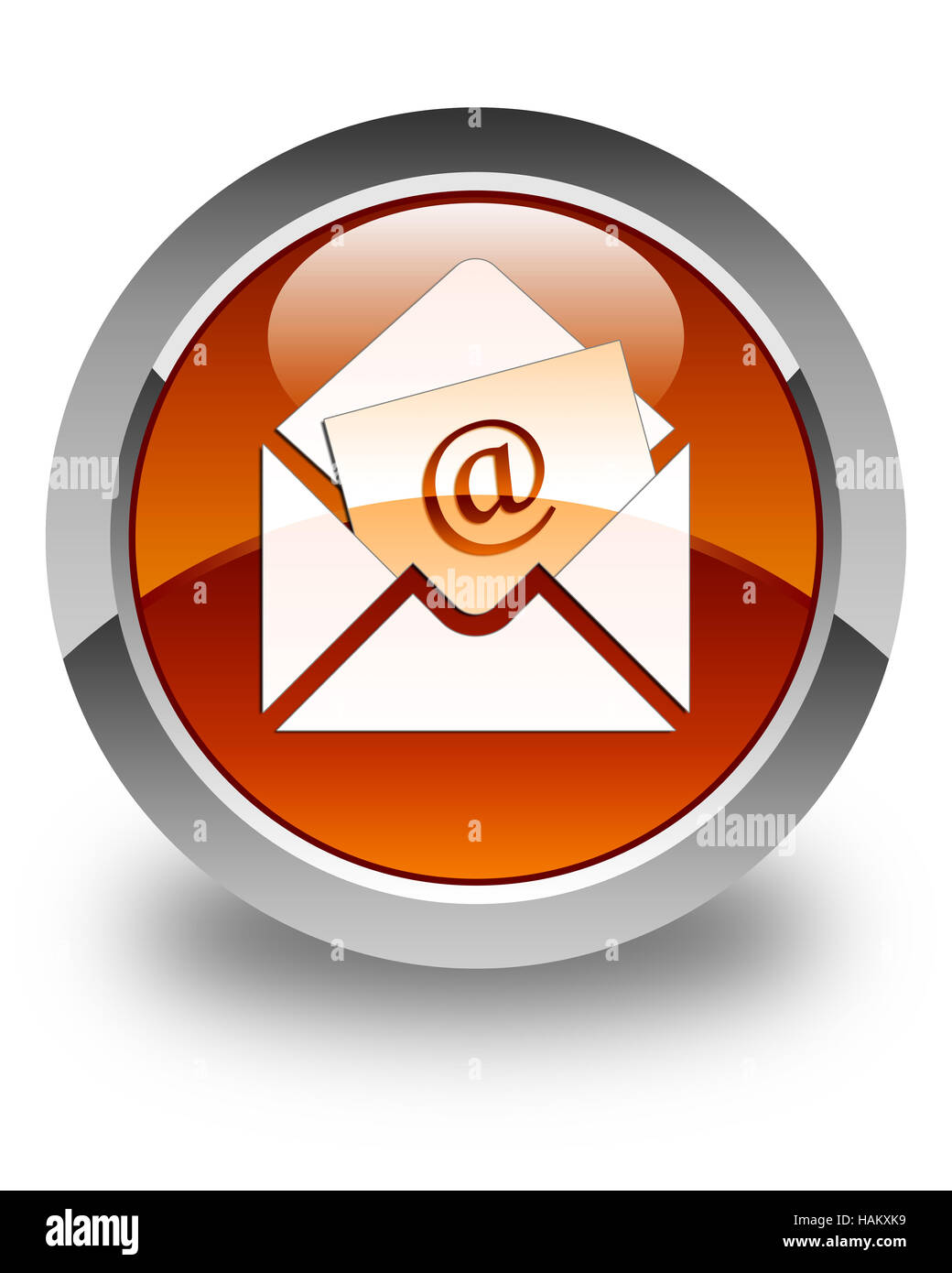 Newsletter email icon isolated on glossy brown round button abstract ...