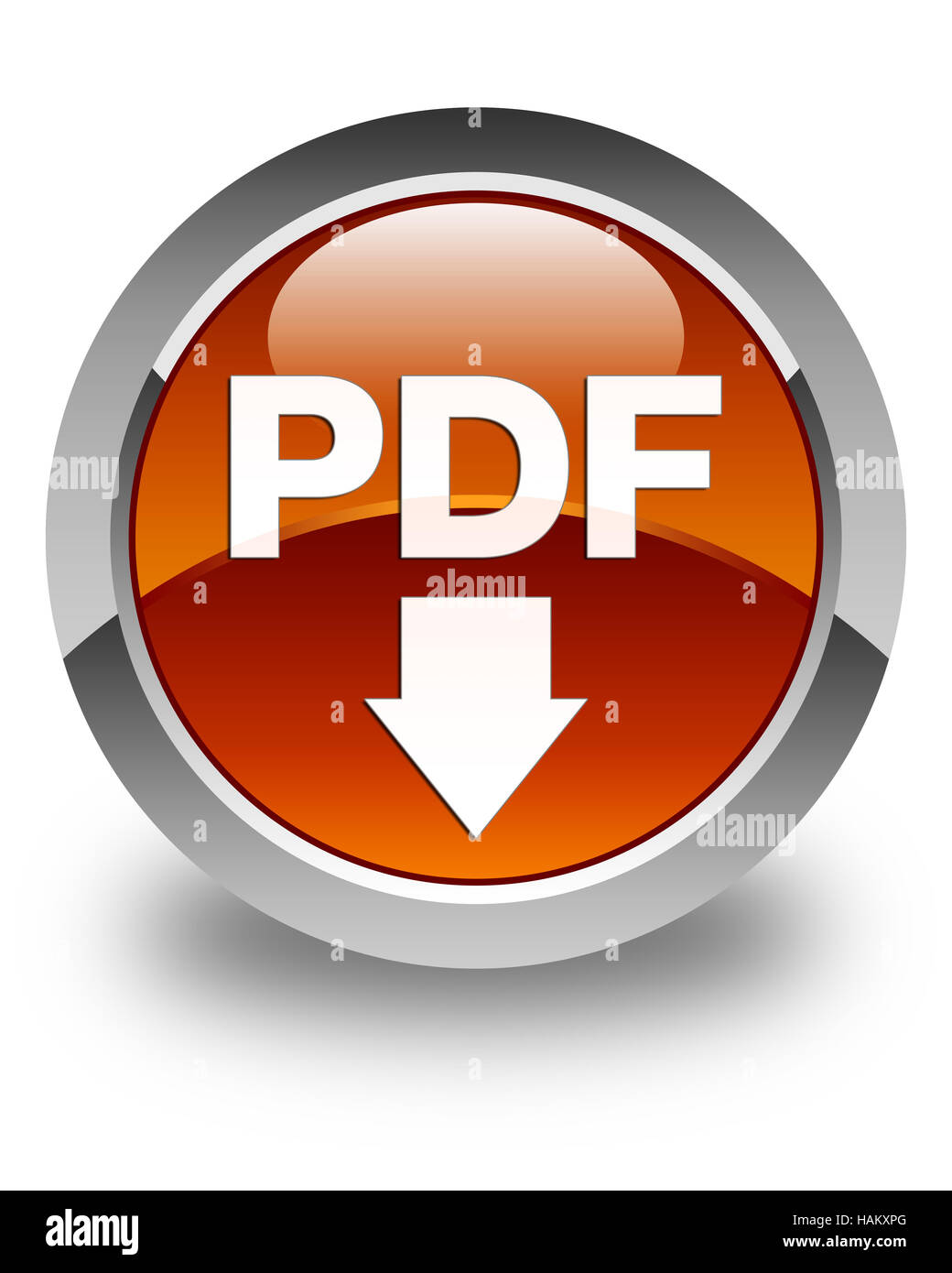 PDF download icon isolated on glossy brown round button abstract ...