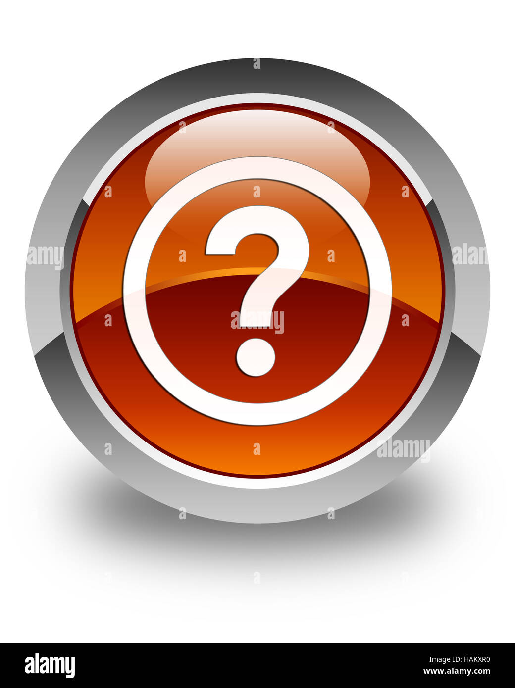 Question icon isolated on glossy brown round button abstract ...
