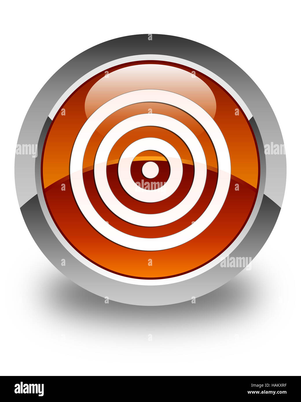 Target icon isolated on glossy brown round button abstract illustration ...