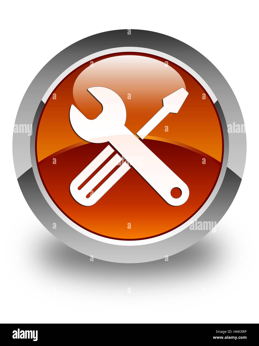 Tools icon isolated on glossy brown round button abstract illustration ...