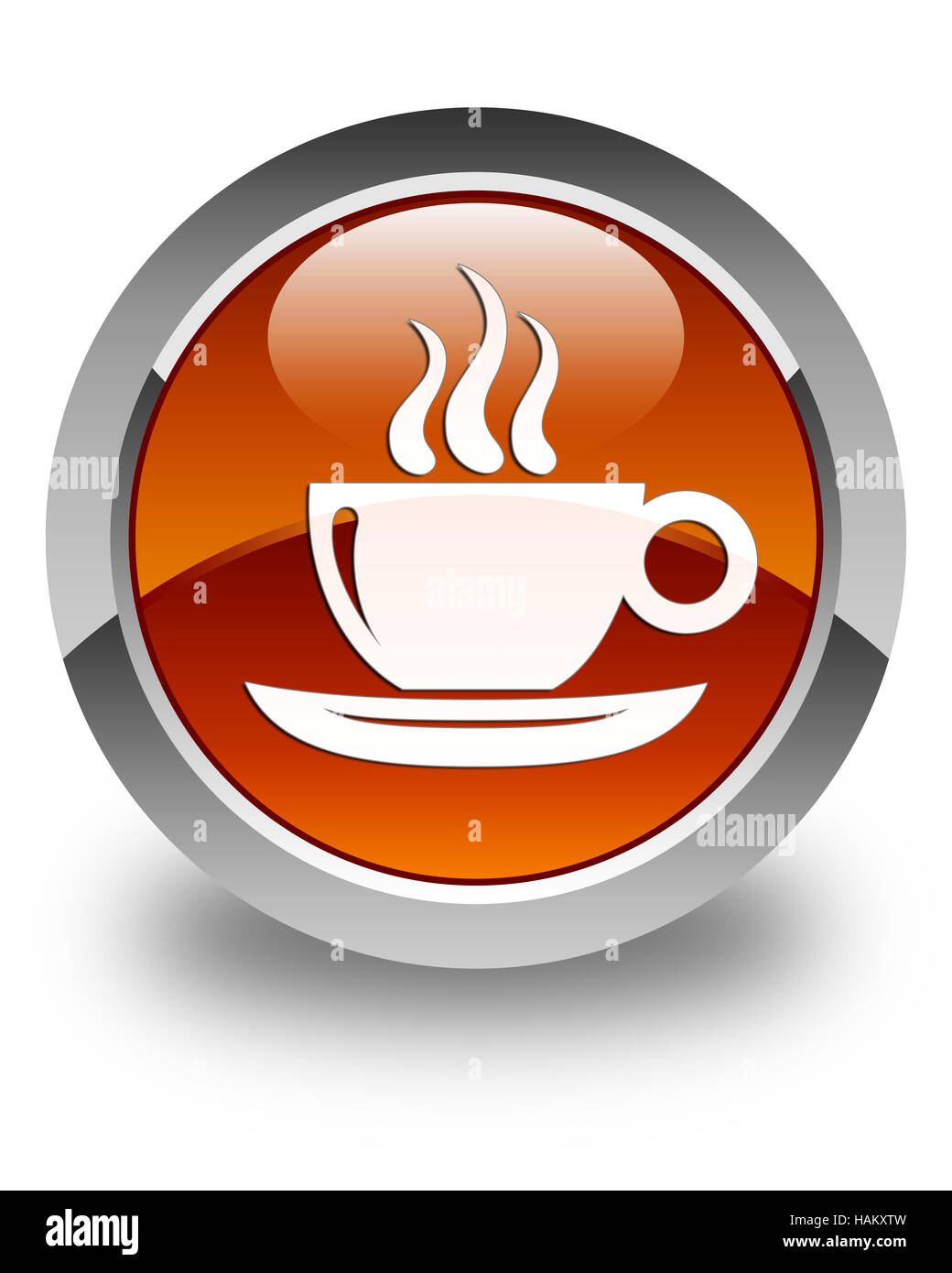 Coffee cup icon isolated on glossy brown round button abstract ...