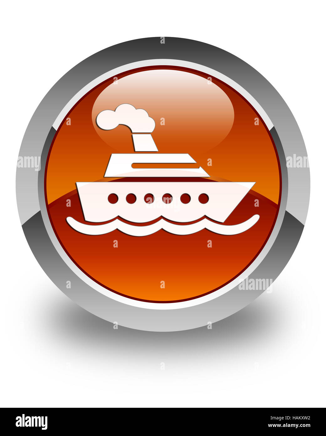 Cruise ship icon isolated on glossy brown round button abstract ...