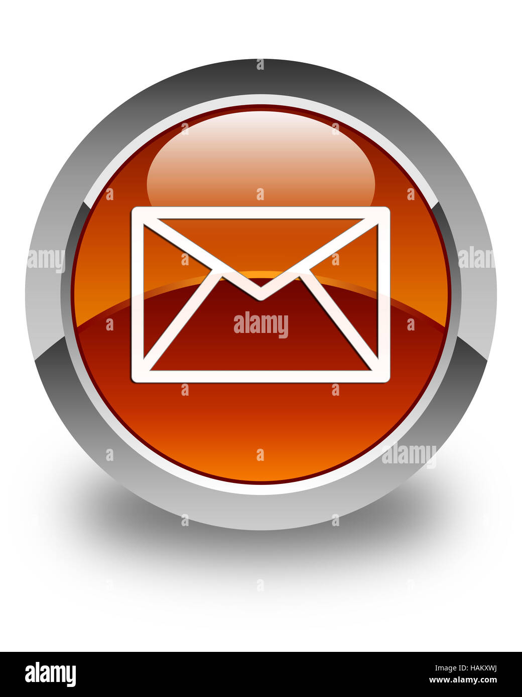 Email icon isolated on glossy brown round button abstract illustration ...