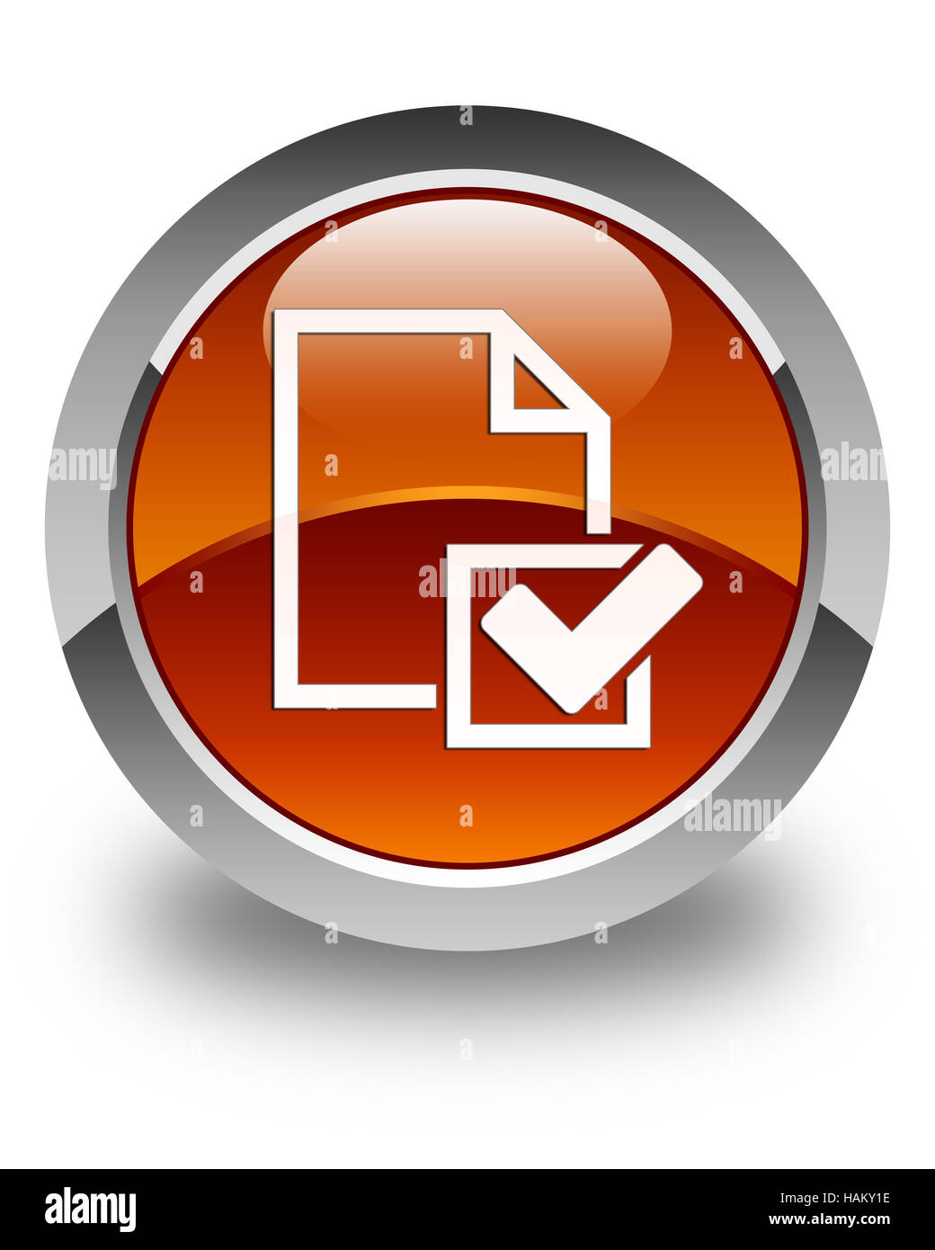 Checklist icon isolated on glossy brown round button abstract ...