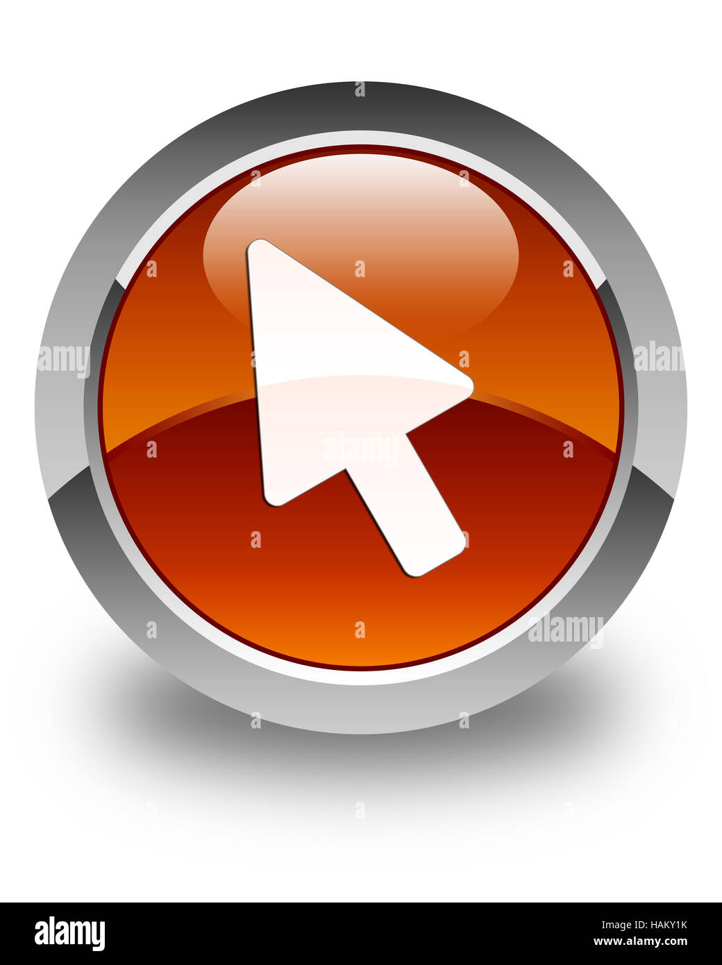 Cursor icon isolated on glossy brown round button abstract illustration ...
