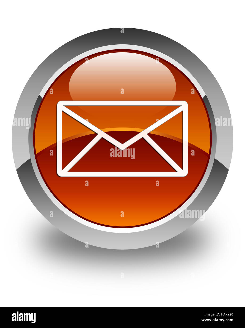 Email icon isolated on glossy brown round button abstract illustration ...