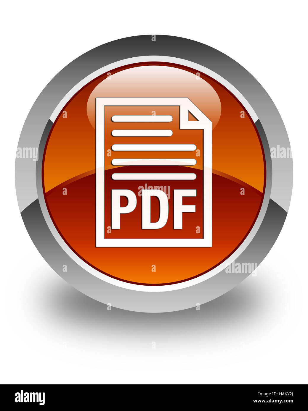 PDF document icon isolated on glossy brown round button abstract ...