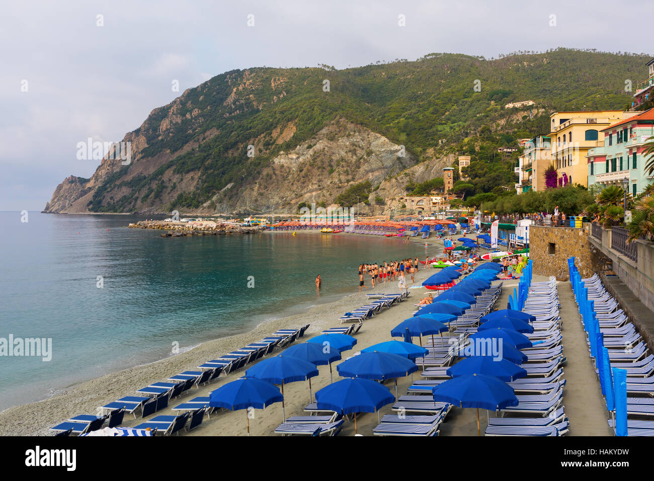 beach scene in Monterosso al Mare, Cinque Terre, Italy Stock Photo - Alamy