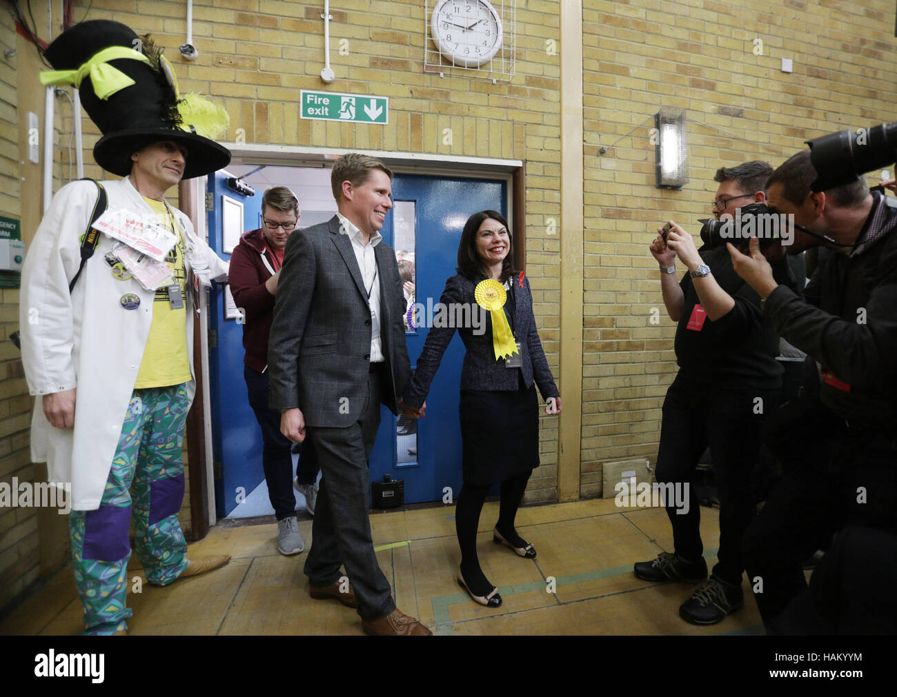Liberal Democrat candidate Sarah Olney and her husband Ben arriving at ...