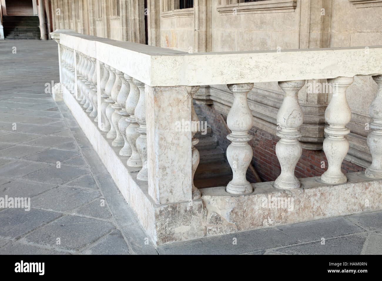 stone balustrade of the Palladian Basilica in the city of Vicenza in ...