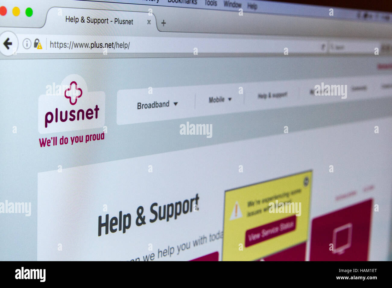 Plusnet website Online cyber security Stock Photo - Alamy