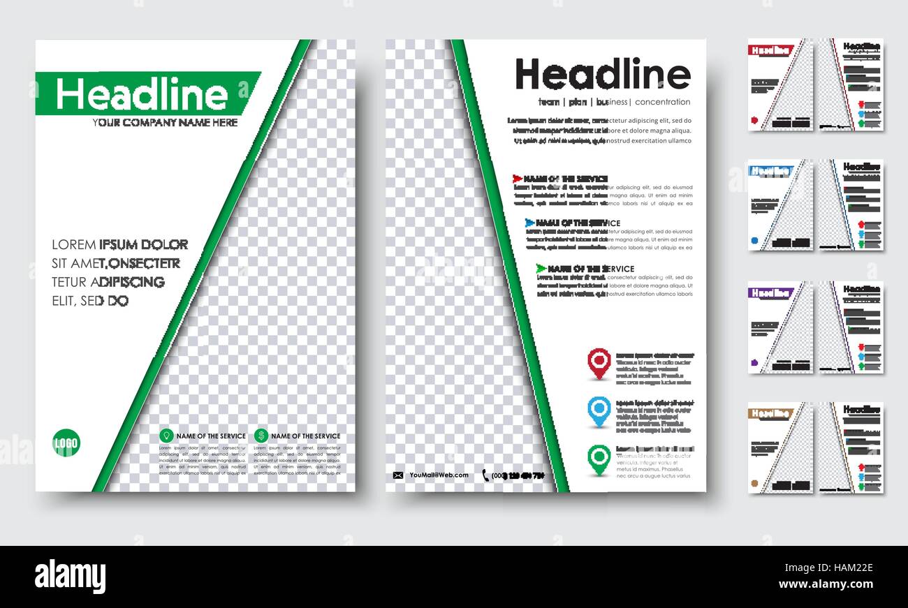Template 2 pages of A4 flyers. Brochure Design with diagonal lines and ...