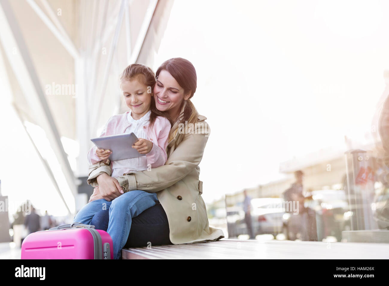 Mother daughter playing on bench hi-res stock photography and images ...