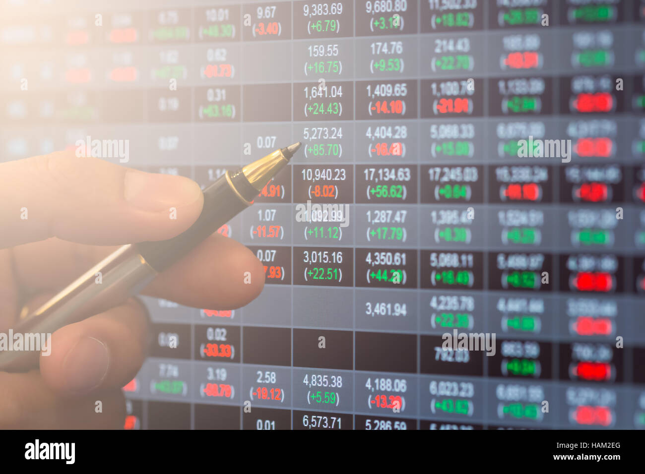 Financial data on a monitor,Stock market data on LED display concept ...