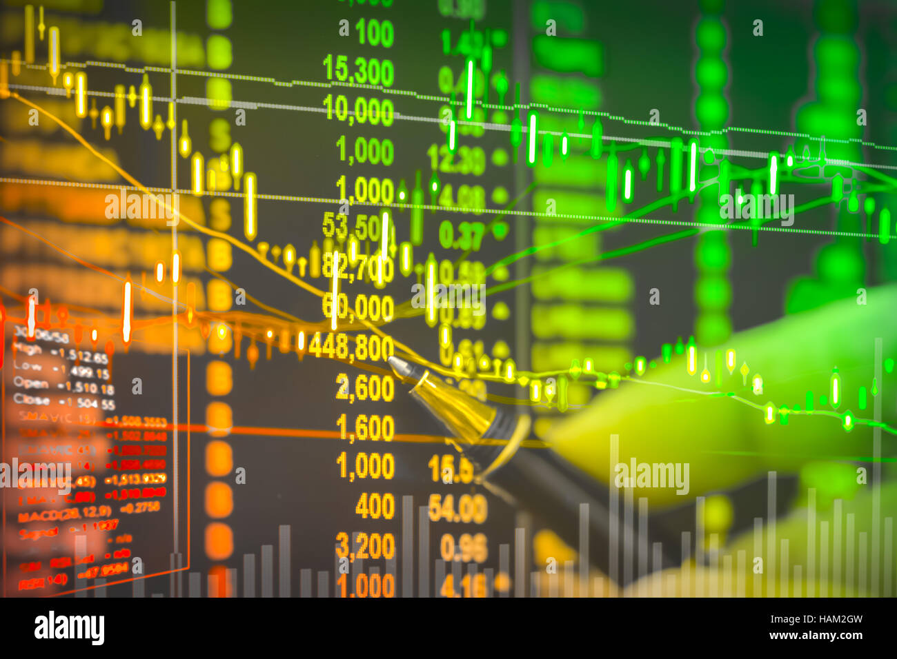 Financial data on a monitor,Stock market data on LED display concept ...