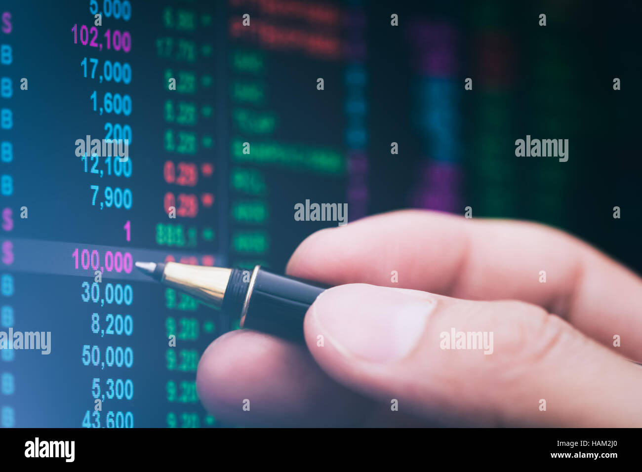Financial data on a monitor,Stock market data on LED display concept ...