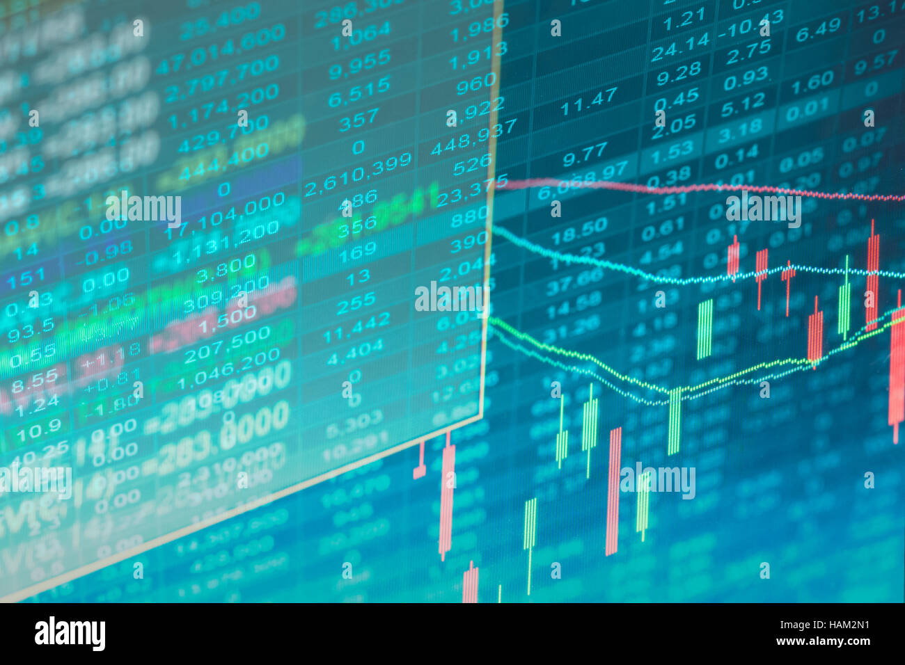 Financial data on a monitor,Stock market data on LED display concept ...