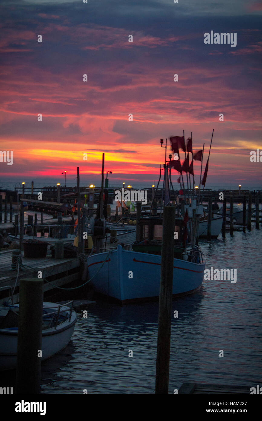 Sunset at the old harbor. Shot in Denmark Stock Photo - Alamy