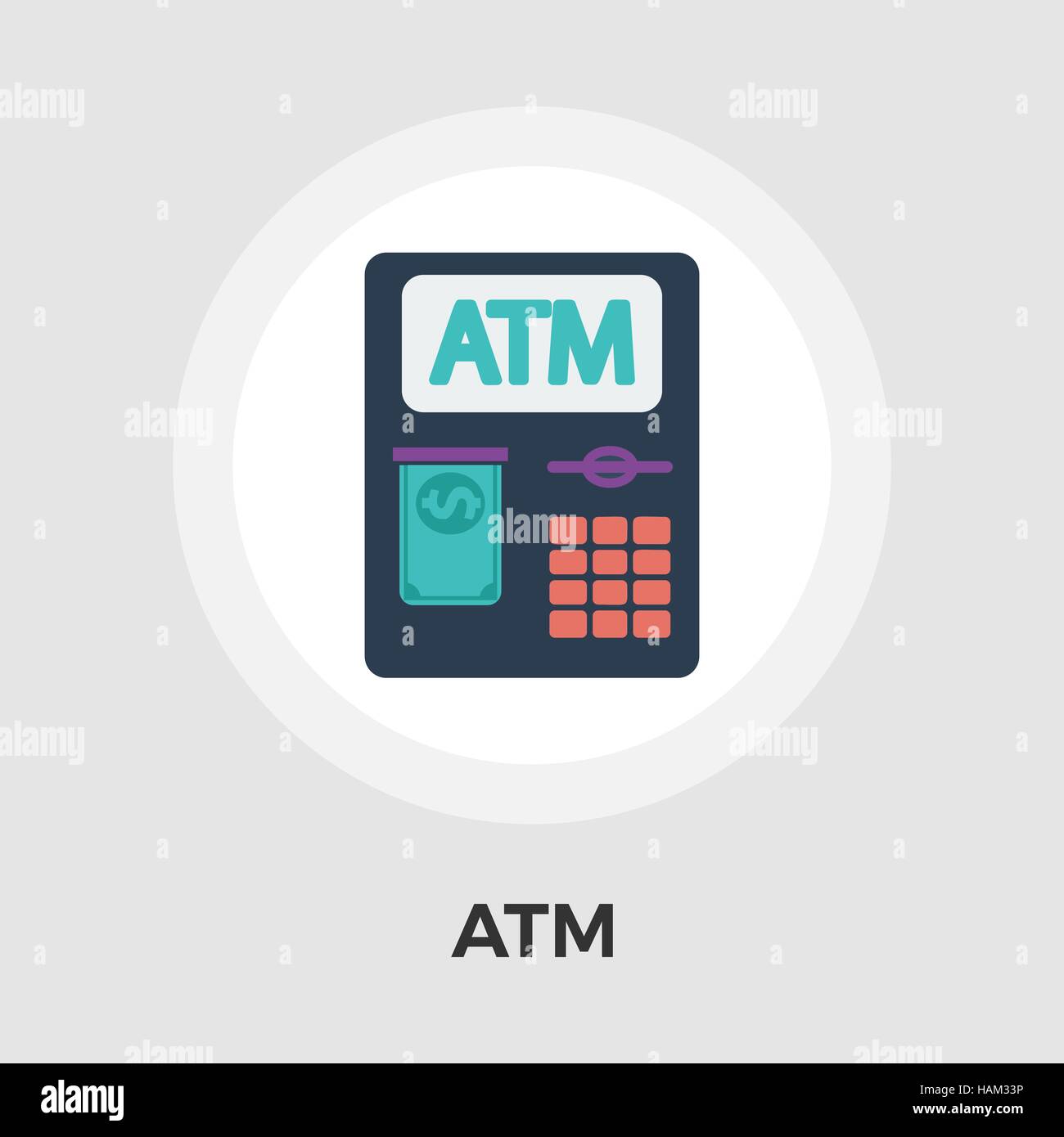 ATM. Single flat icon on white background. Vector illustration Stock ...