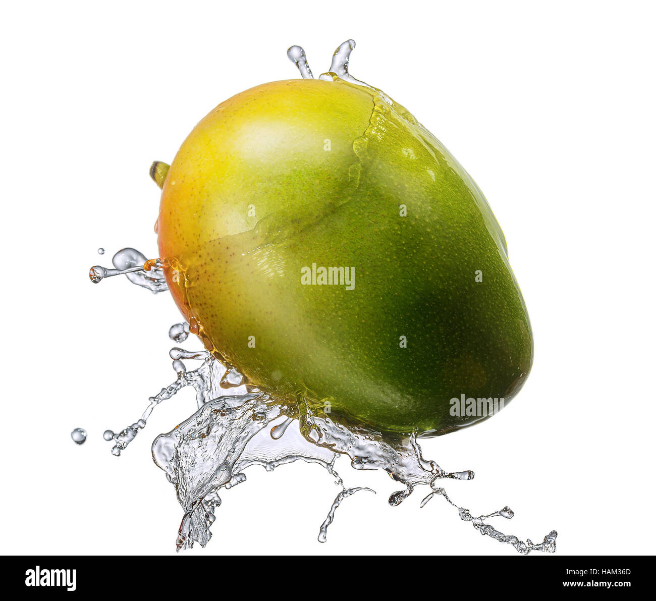 Water splash with mango isolated Stock Photo - Alamy
