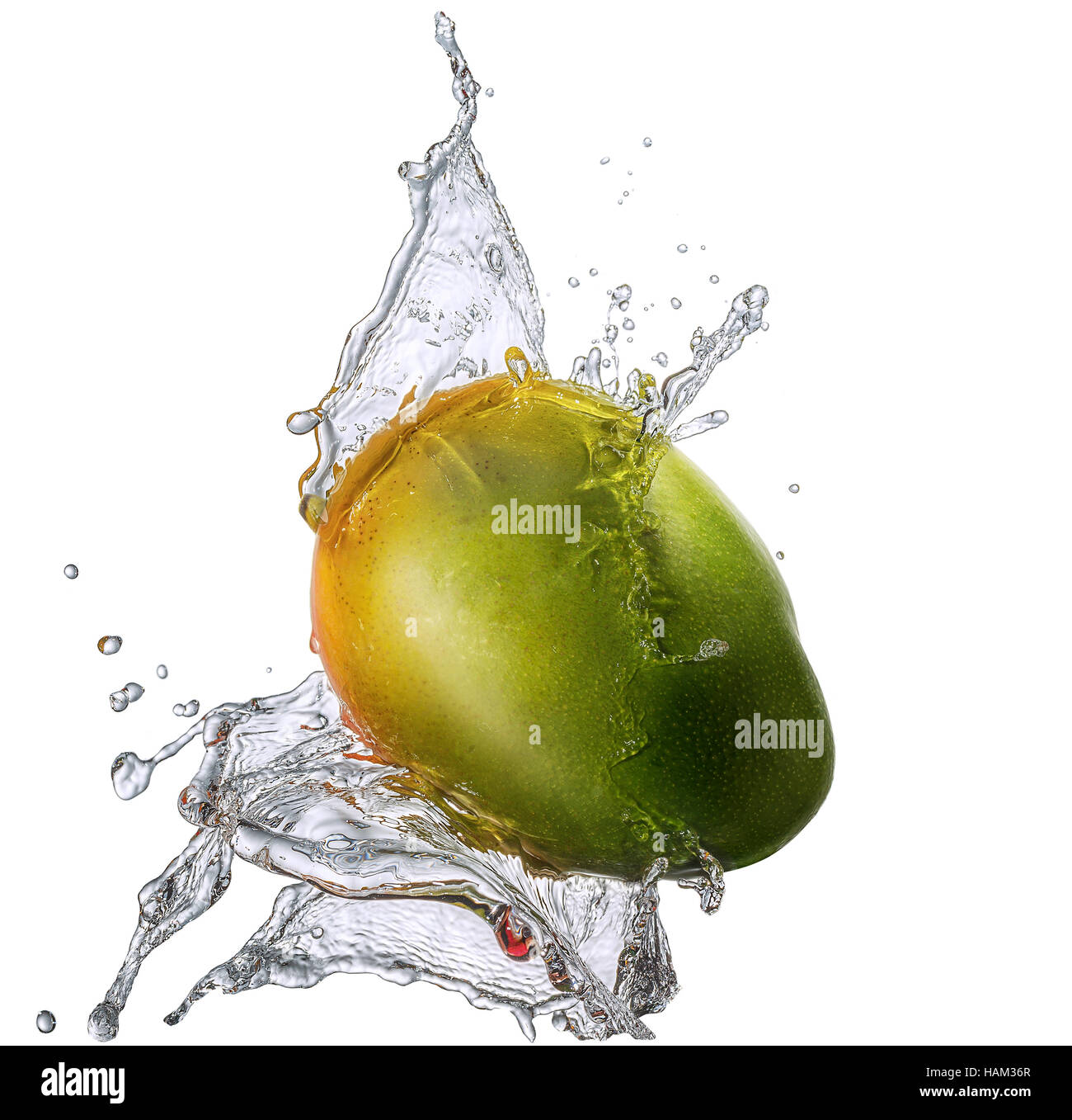 Water splash with mango isolated Stock Photo - Alamy