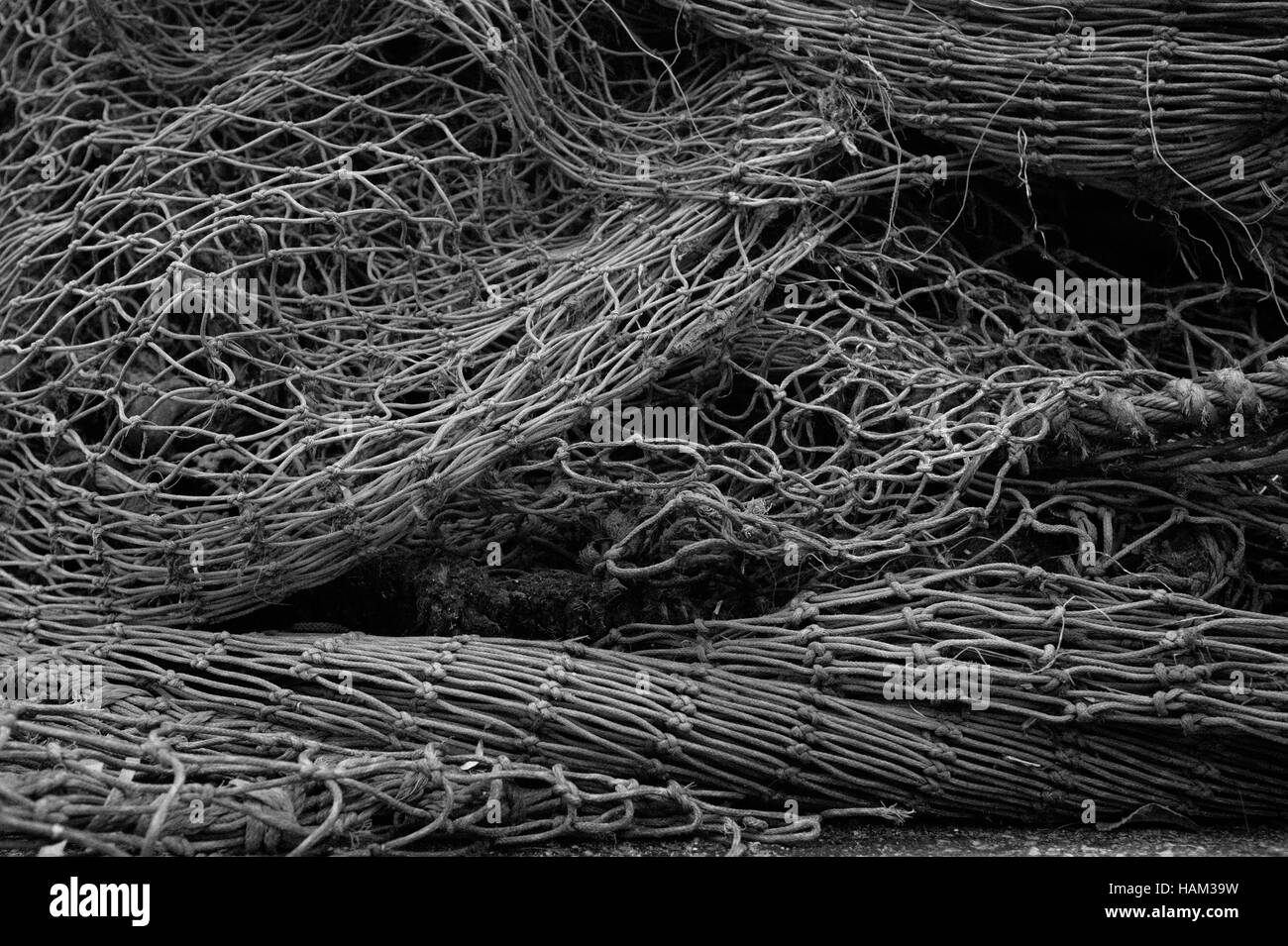 Tangle of fishing net Black and White Stock Photos & Images - Alamy