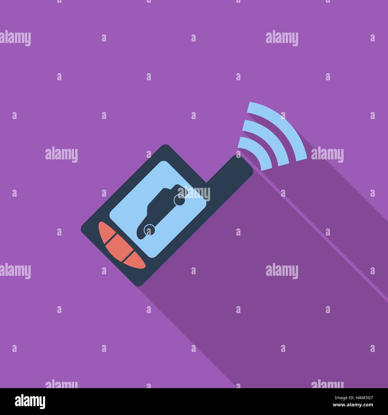 Car remote control icon. Flat vector related icon with long shadow for ...