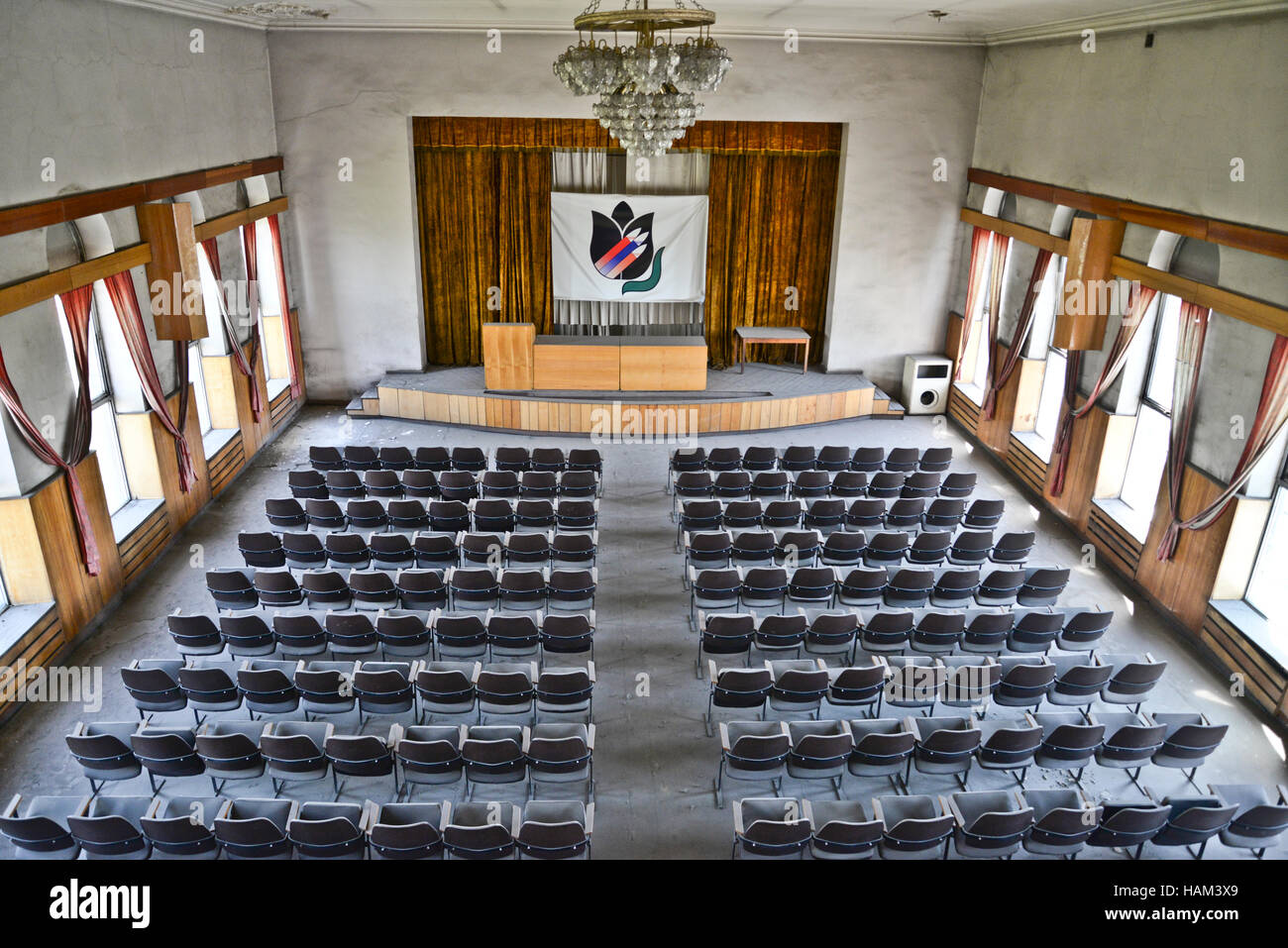 old soviet abandoned assembly room Stock Photo - Alamy