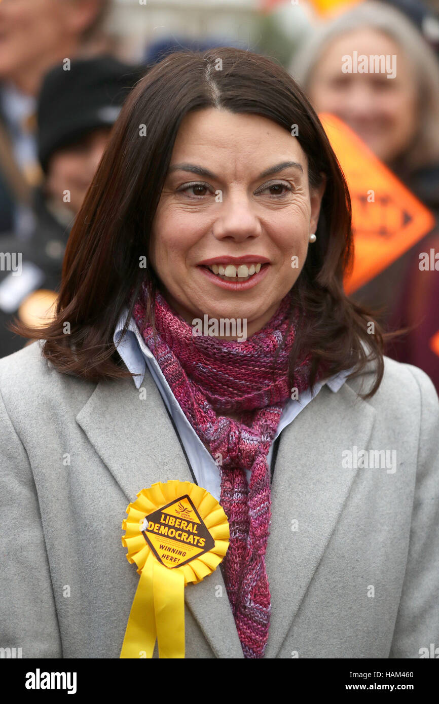 Newly-elected Liberal Democrat MP Sarah Olney speaks to the media on ...