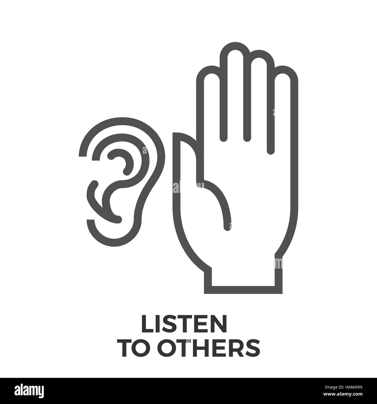 Listen to Others Thin Line Vector Icon Isolated on the White Background ...