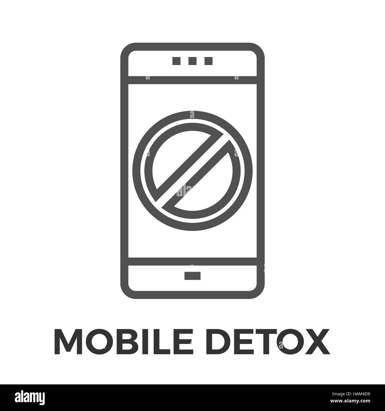 Mobile Detox Thin Line Vector Icon Isolated on the White Background ...