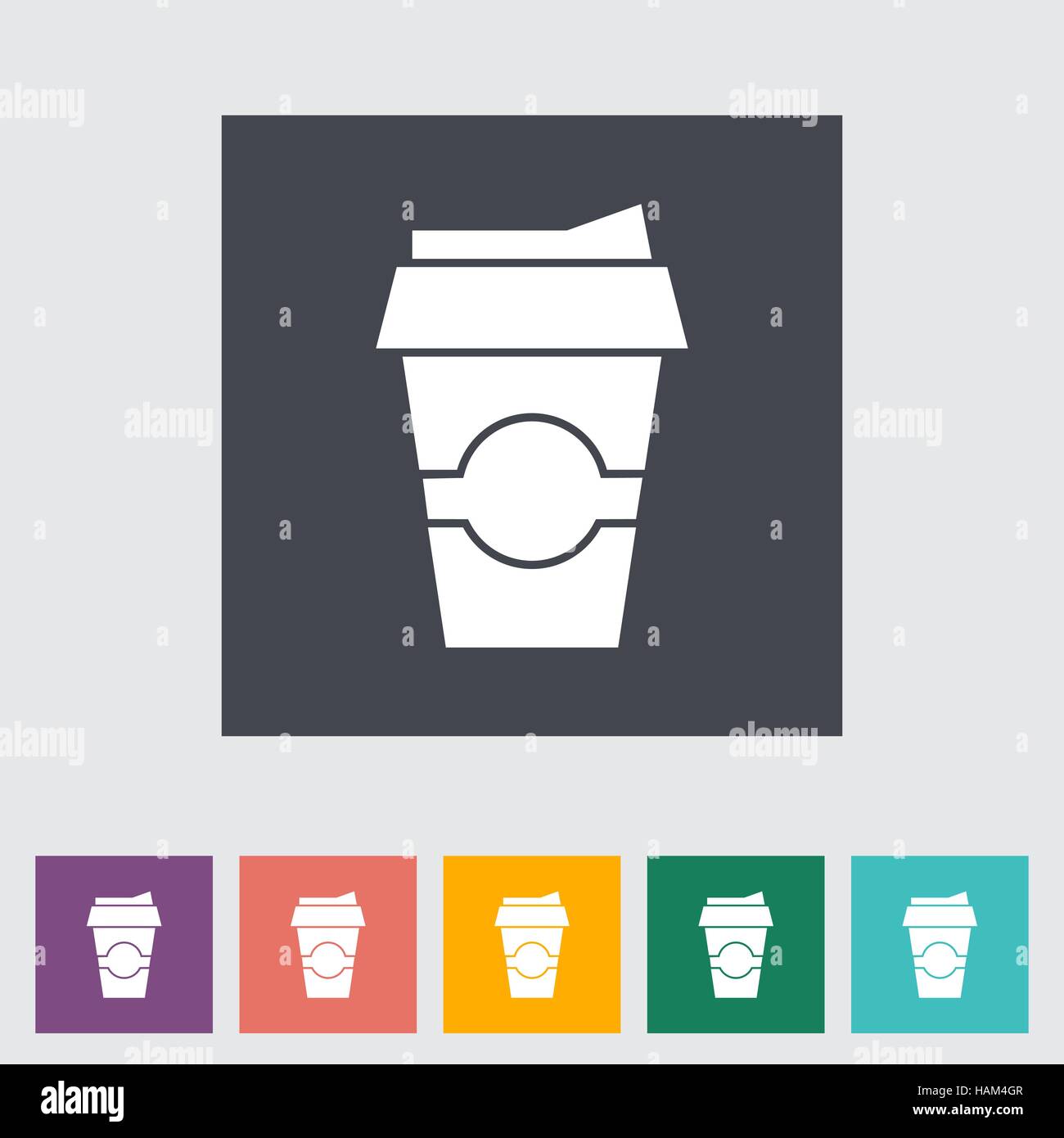 Paper fast food cup. Single flat icon on the button. Vector ...