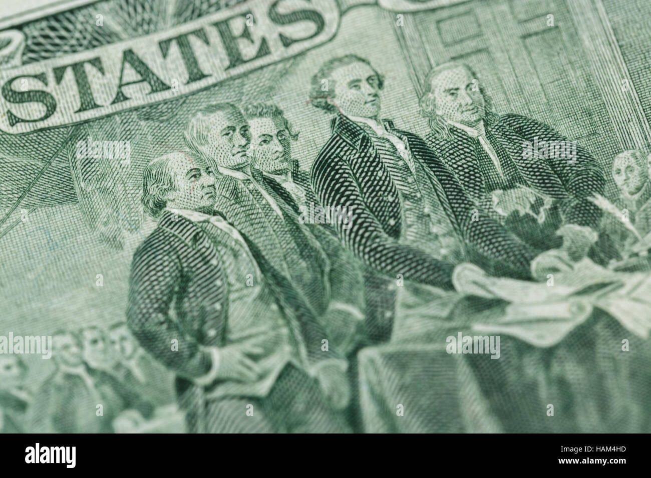 Signing declaration of independence from us two dollar bill macro ...