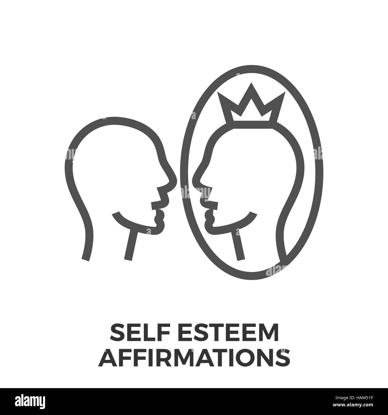 Self Esteem Affirmations Thin Line Vector Icon Isolated on the White ...