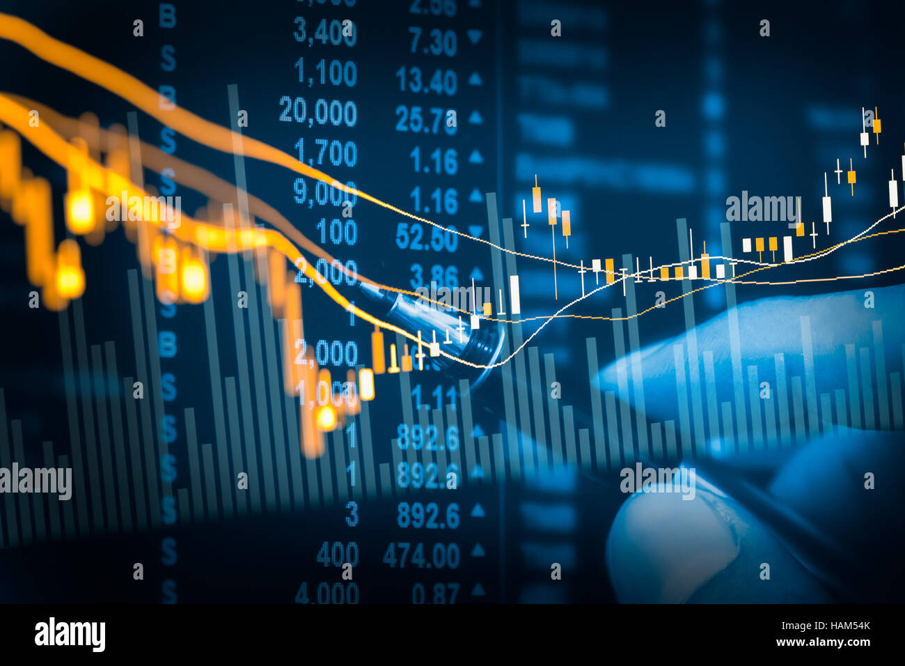 Graph of stock market data and financial with stock analysis indicator ...