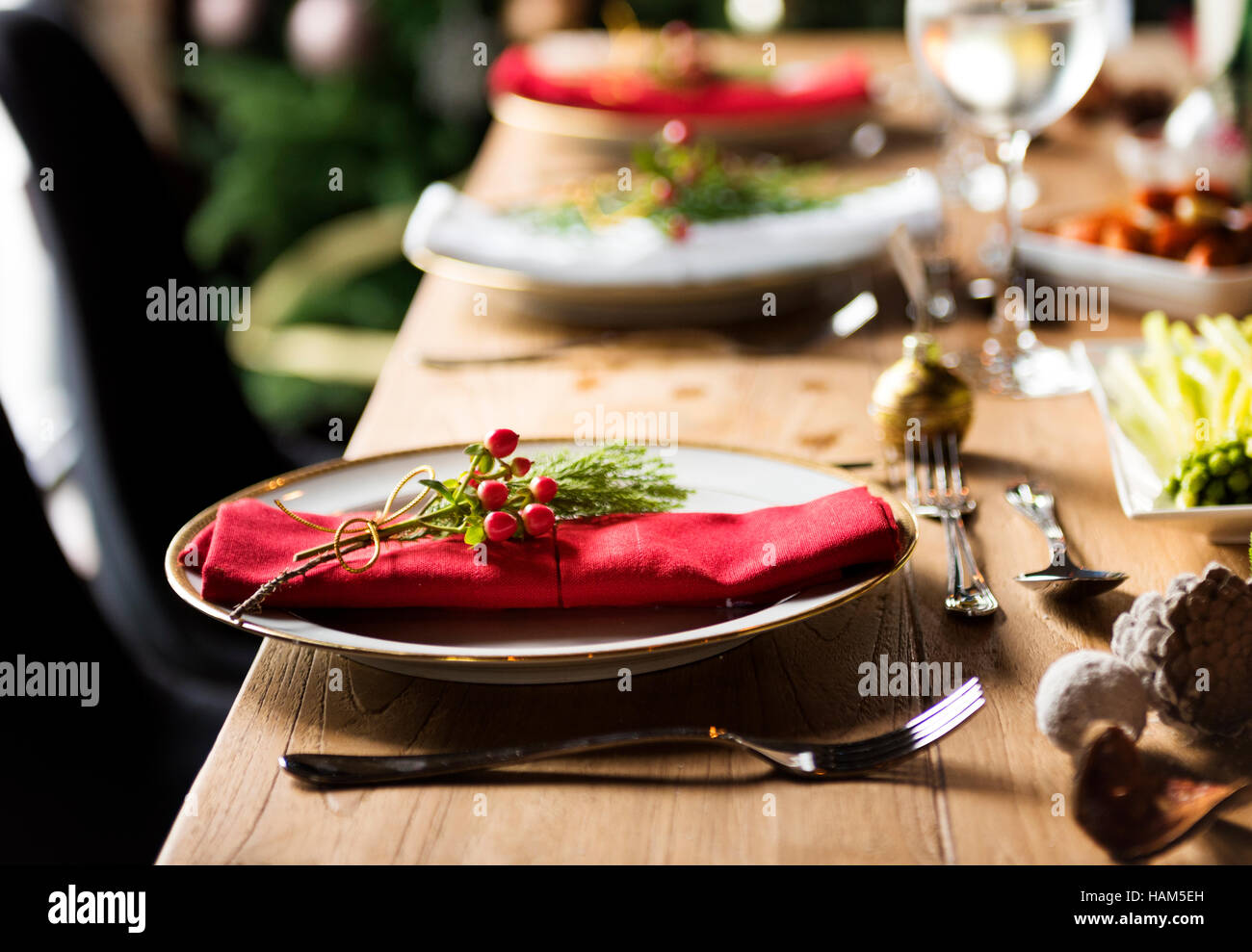 Christmas Family Dinner Table Concept Stock Photo - Alamy